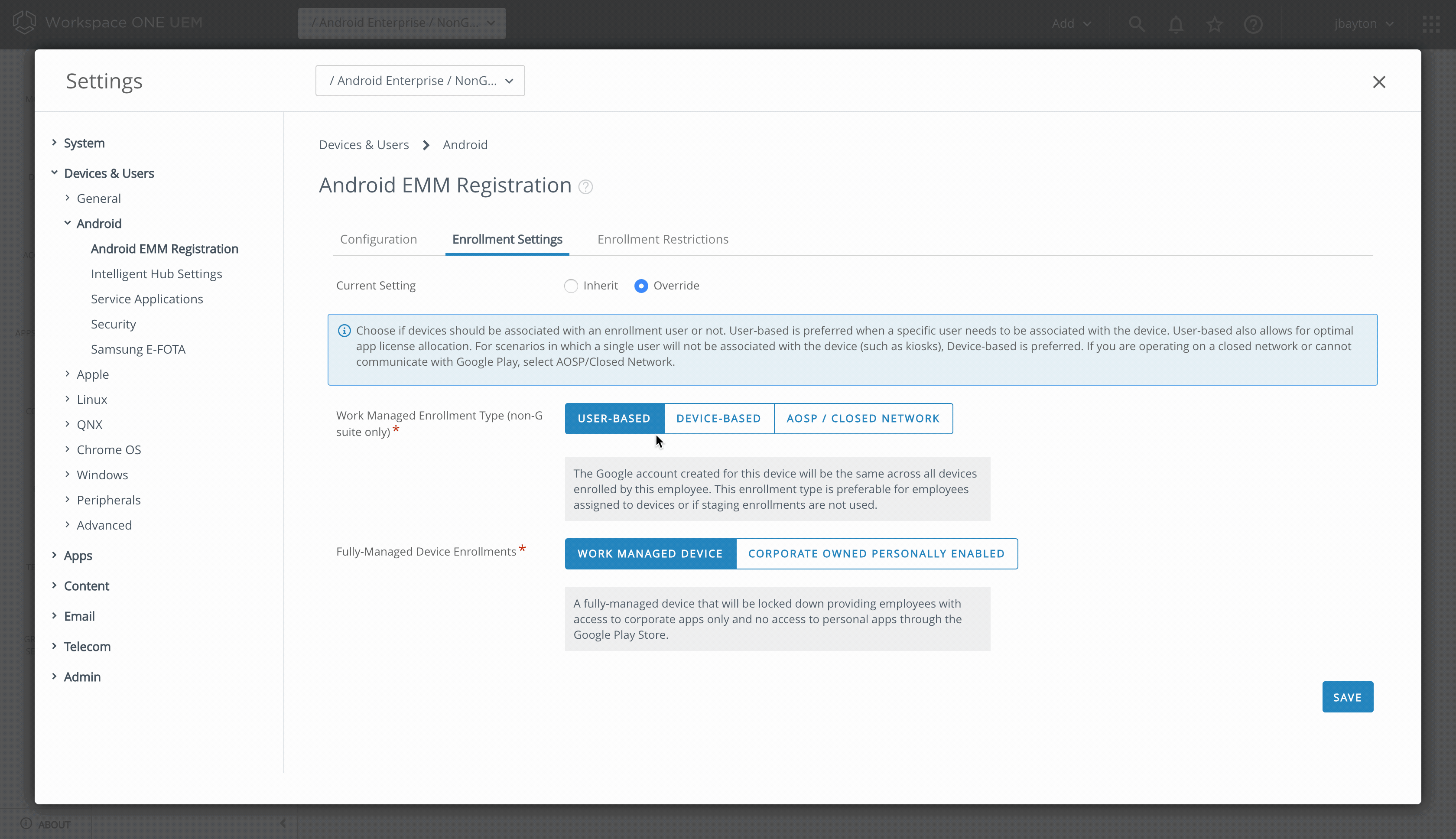 VMware WS1 UEM 1908 supports Android Enterprise enrolments on closed ...